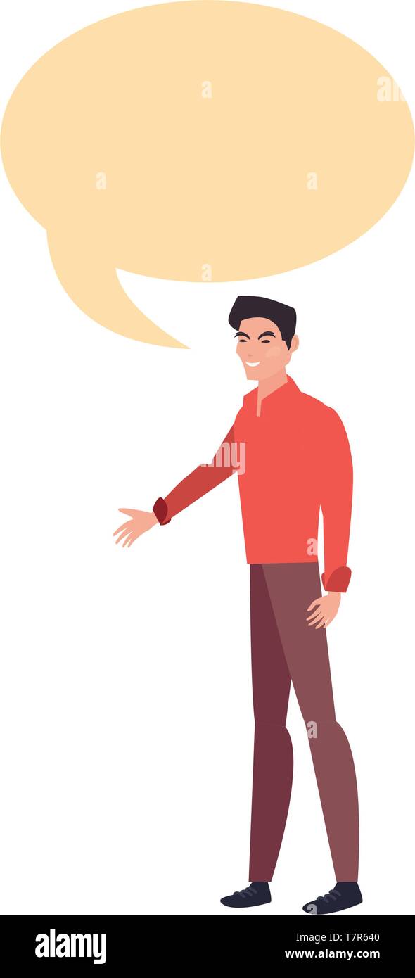 man with casual clothes character talking on white background vector ...