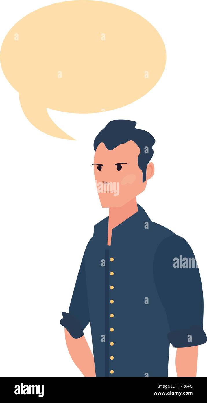man character avatar male talking on white background vector ...