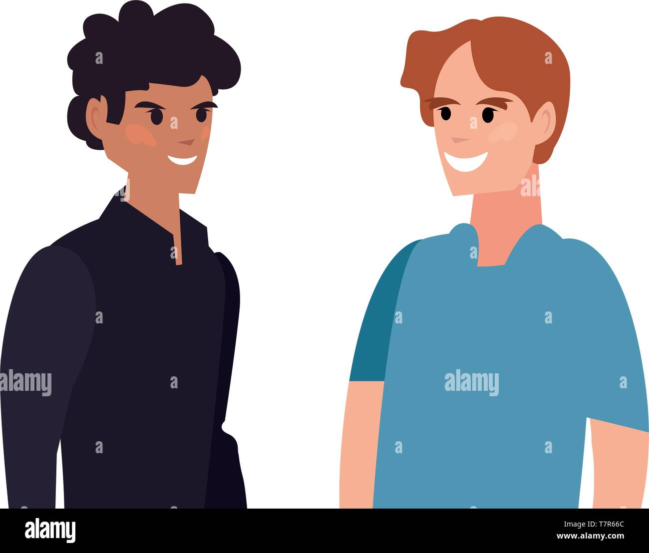 two men characters male portrait on white background vector ...