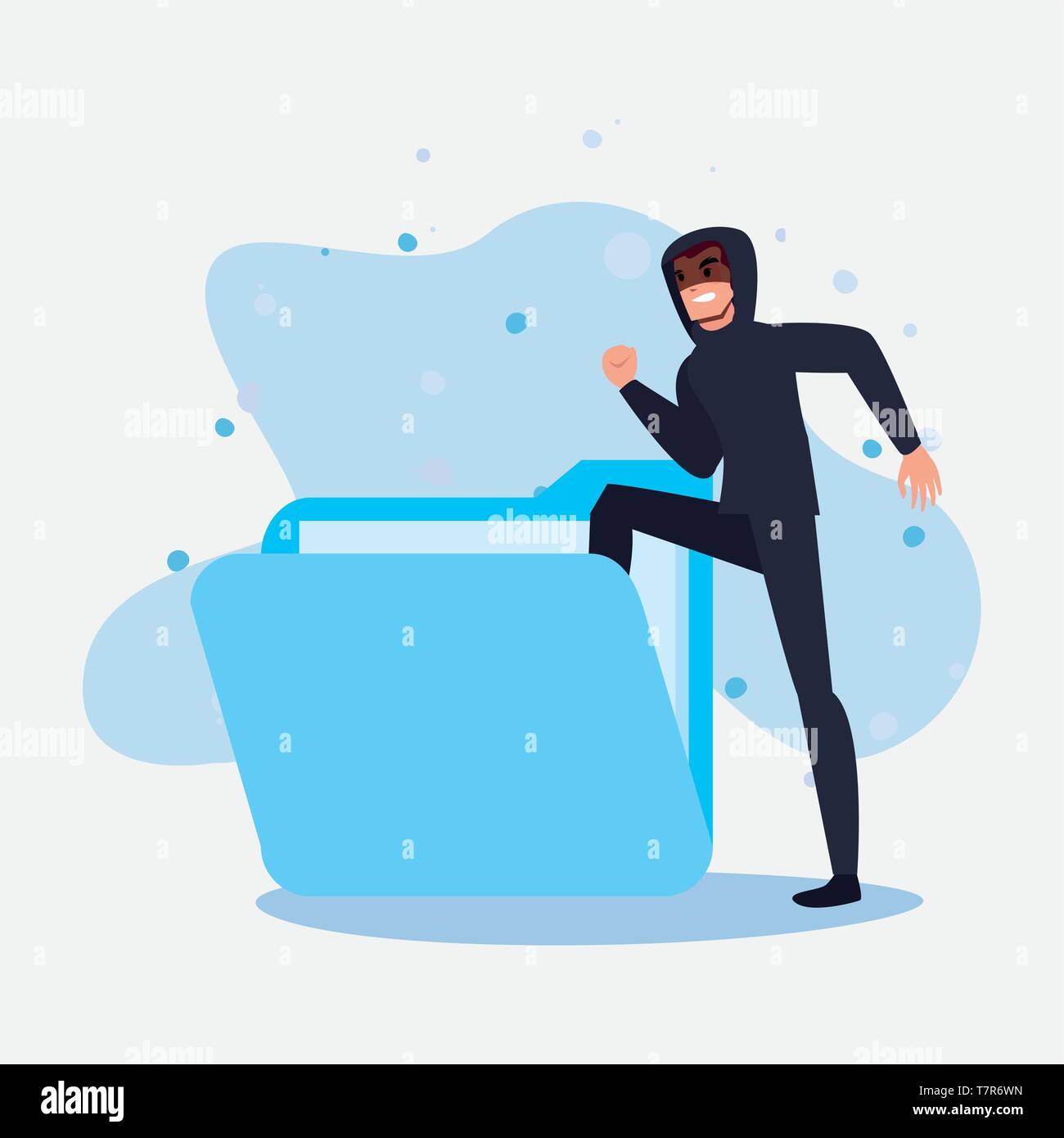 hacker man folder files cybersecurity data protection vector ...