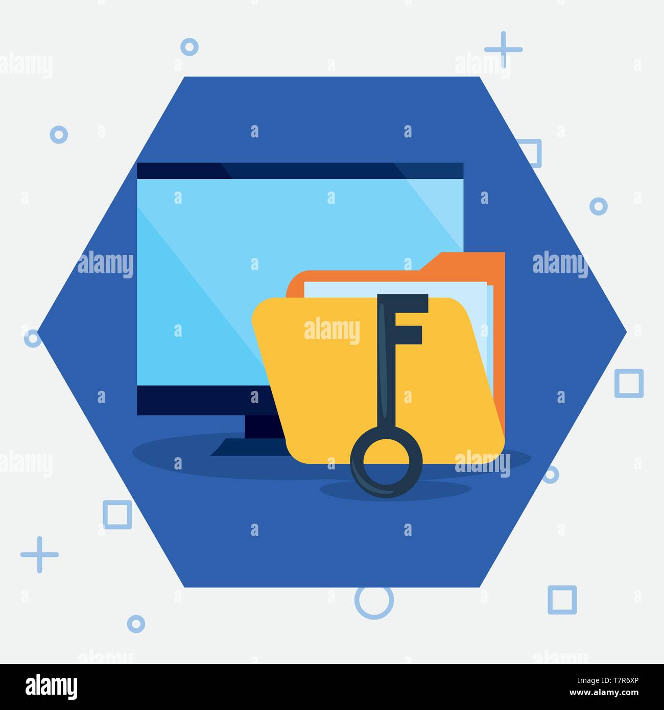 computer folder key security cybersecurity data protection vector ...