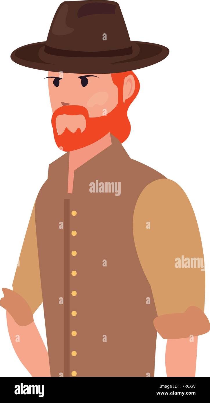 portrait man wearing hat on white background vector illustration Stock ...