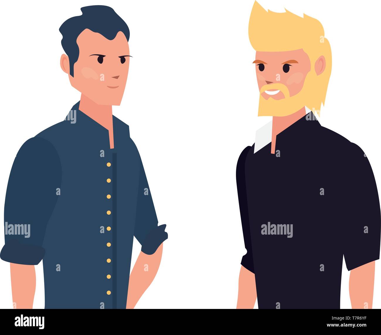 two men characters male portrait on white background vector ...