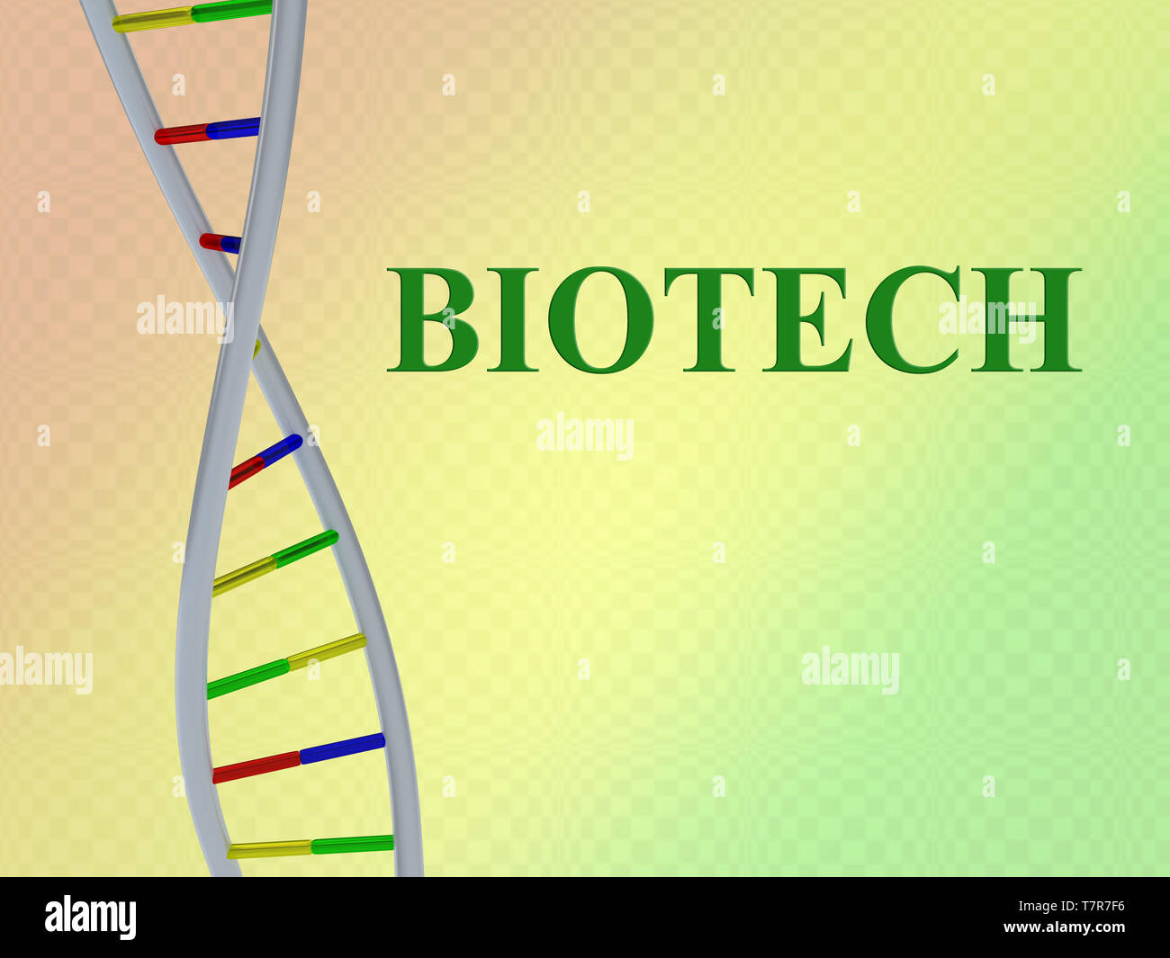 3D illustration of BIOTECH script with DNA double helix , isolated on ...