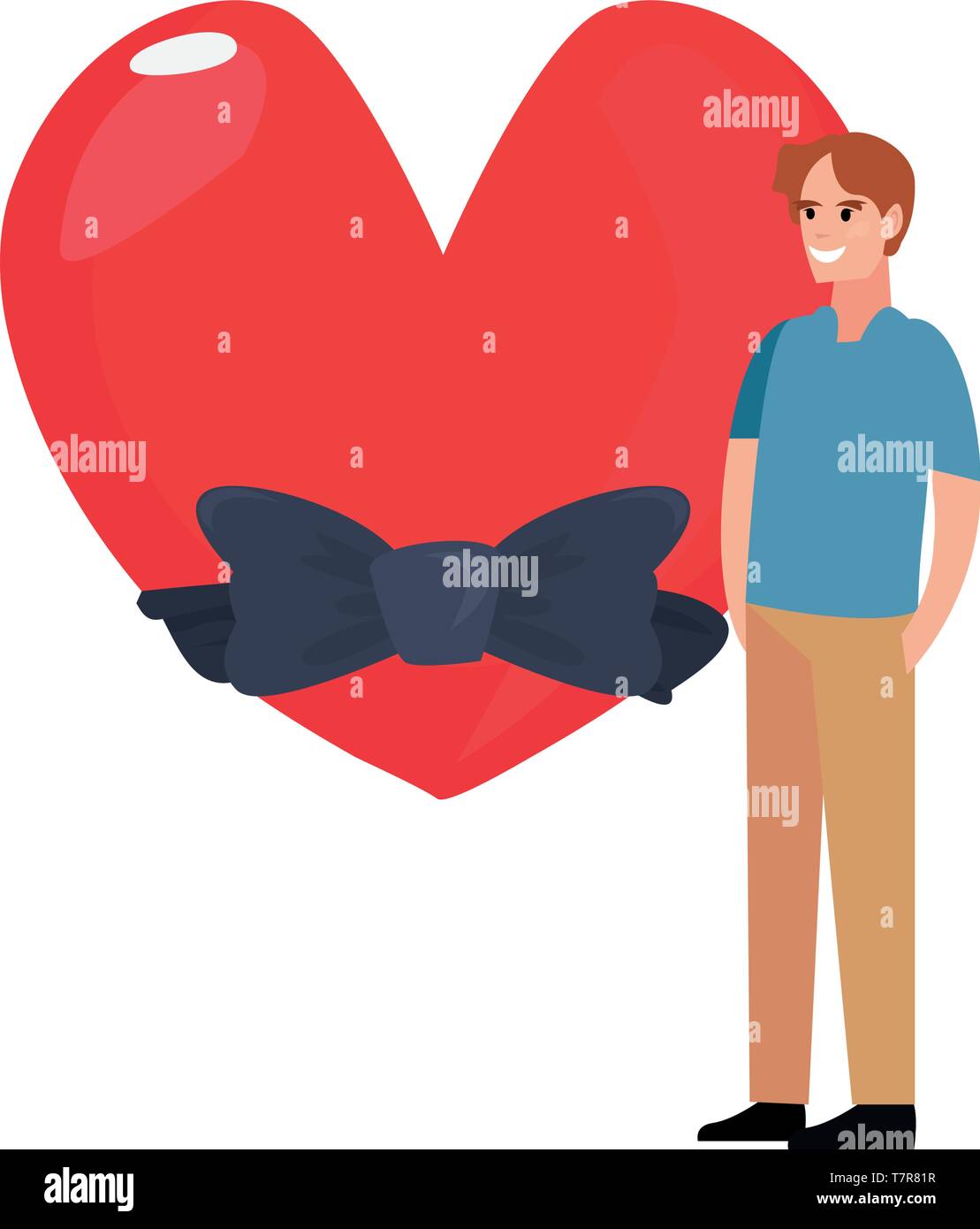 dad and love heart bow happy fathers day vector illustration Stock ...