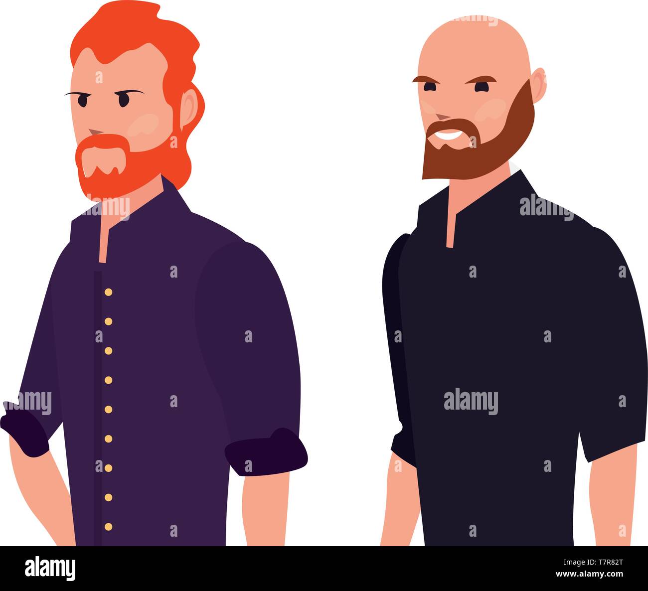two men characters male portrait on white background vector ...