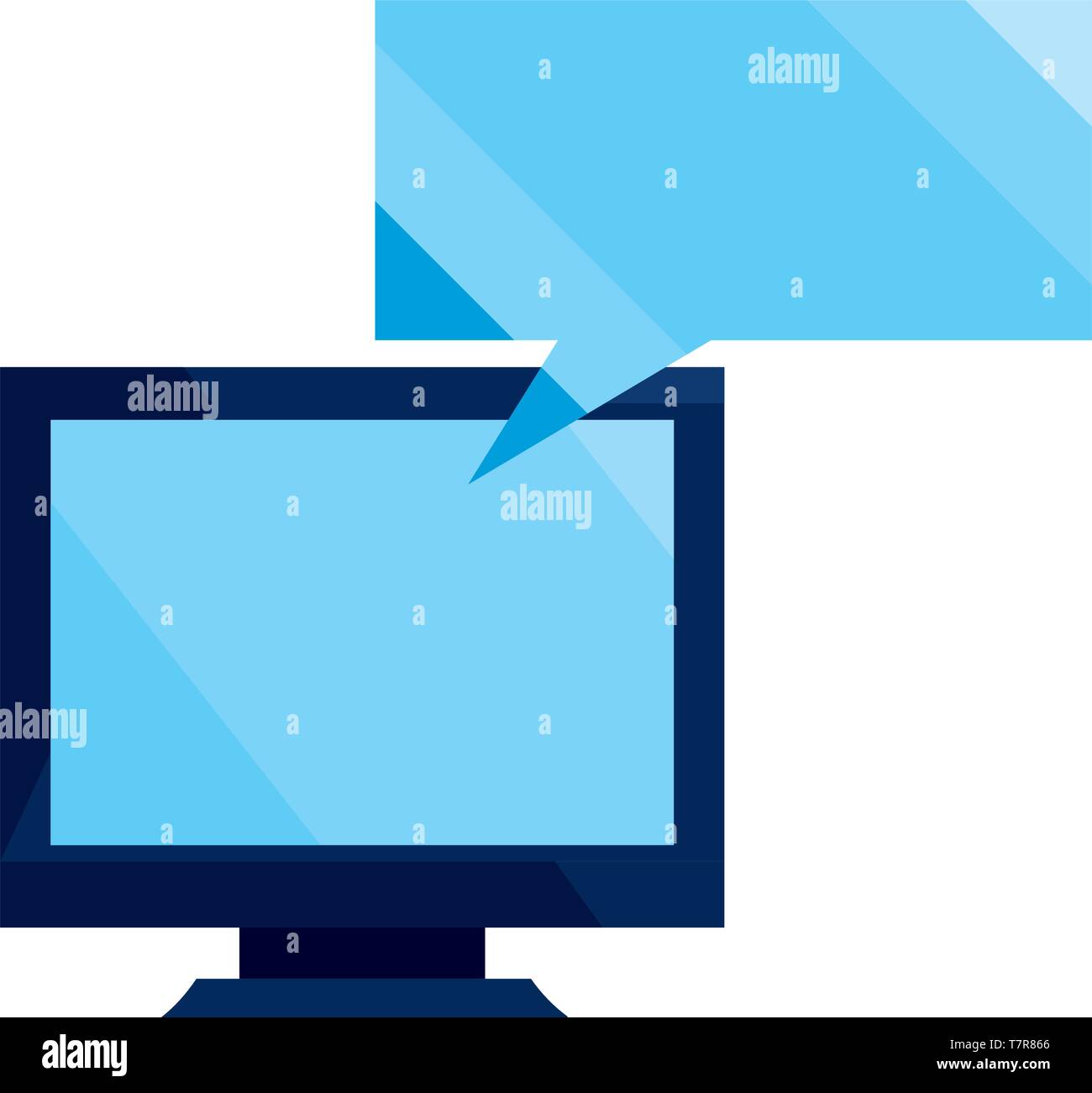 computer monitor speech bubble message on white background Stock Vector ...