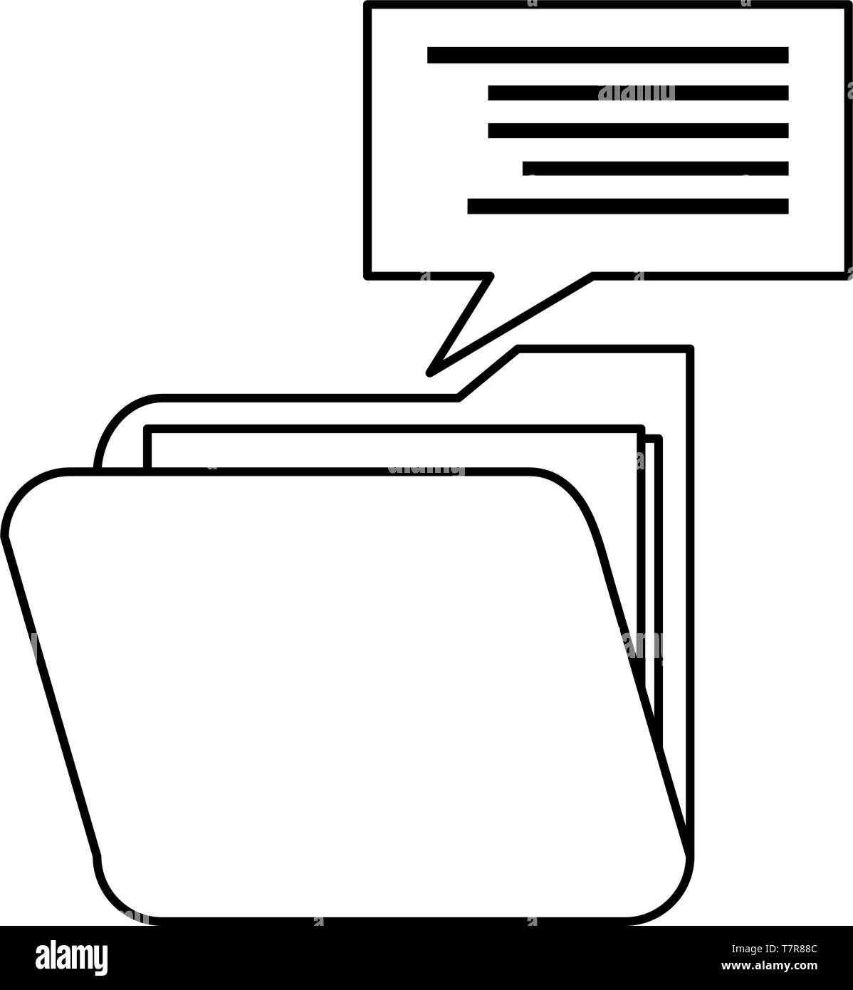 Folder File Message Cybersecurity Data Protection Vector Illustration Outline Stock Vector Image