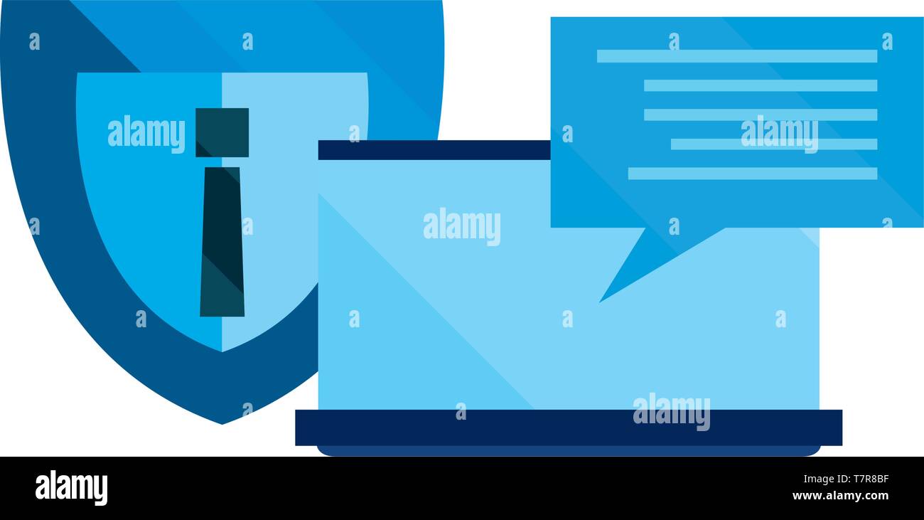 laptop alert shield protection cybersecurity data vector illustration ...
