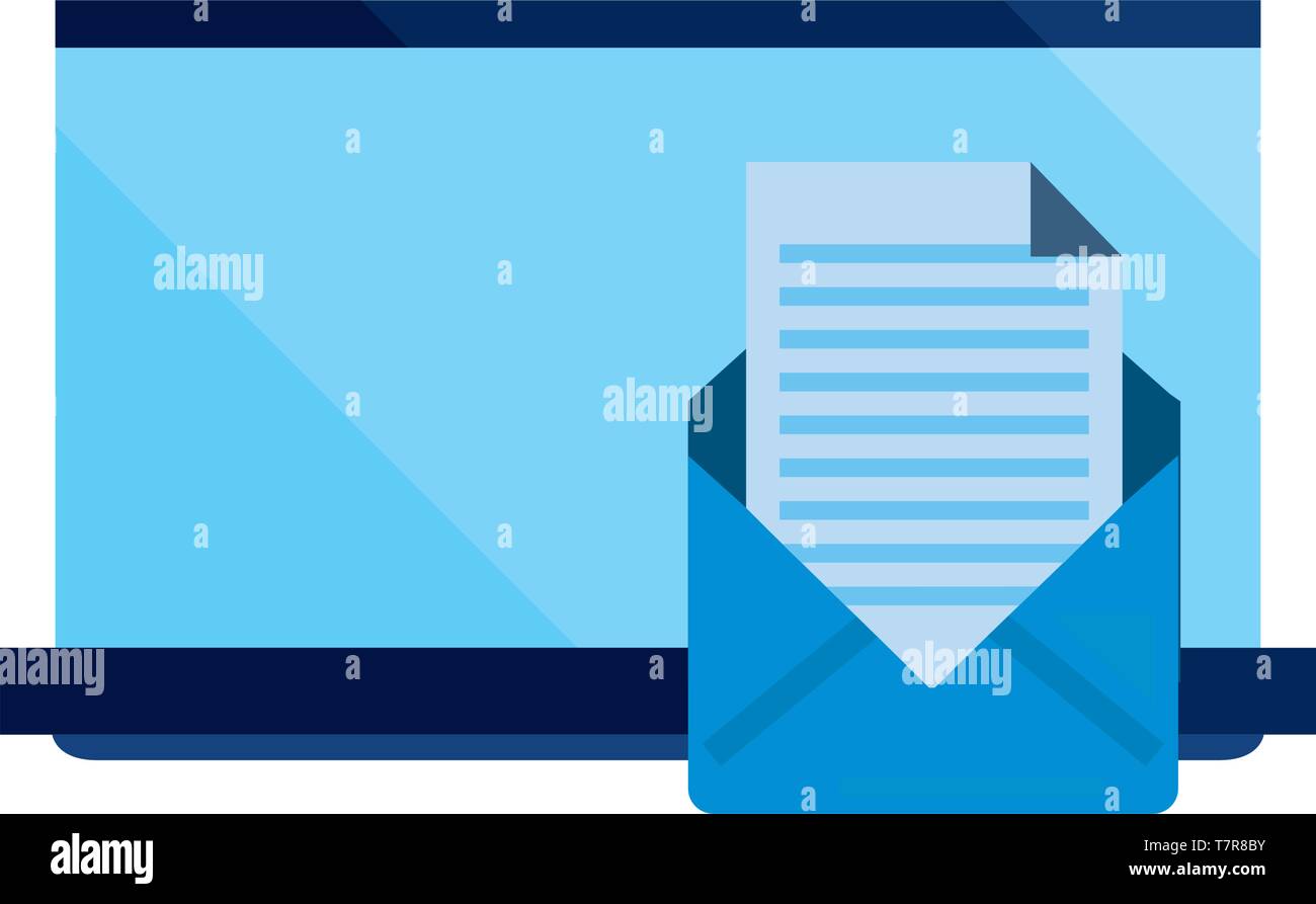 laptop email message cybersecurity data protection vector illustration ...