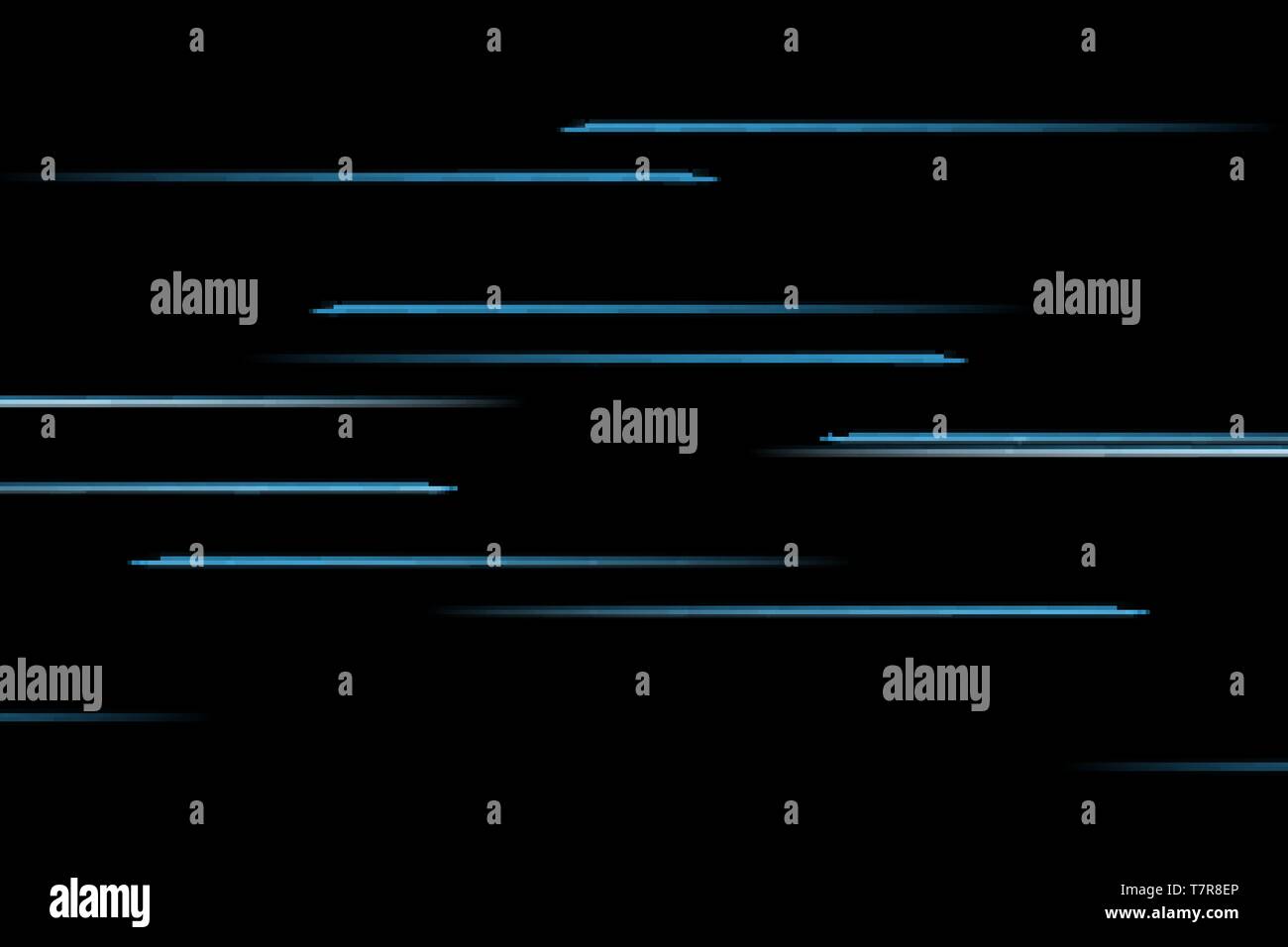 Moving abstract neon lines in space. Abstract blue neon lines in space ...