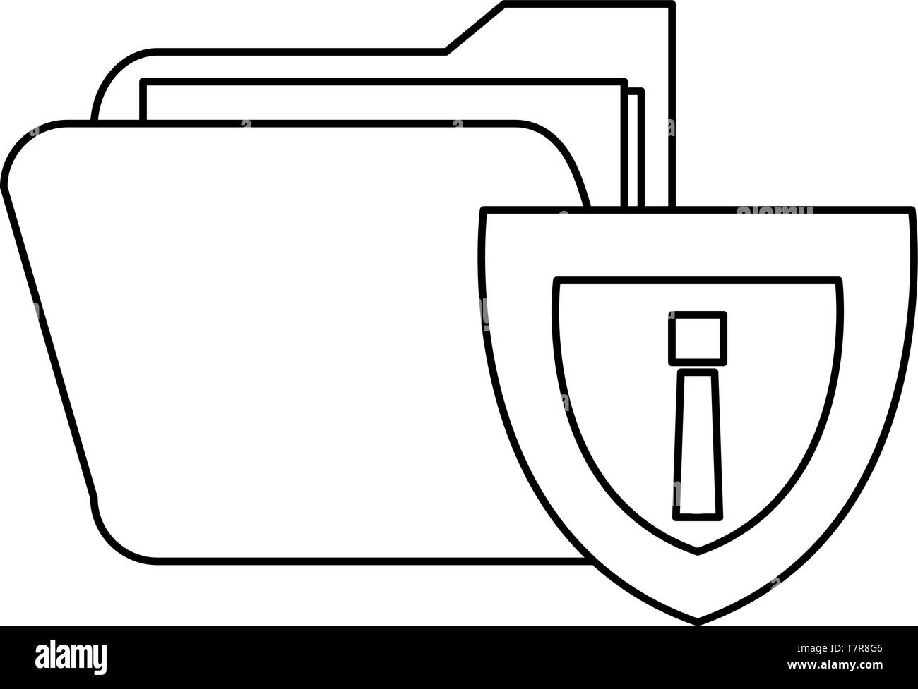 shield folder file cybersecurity data protection vector illustration ...