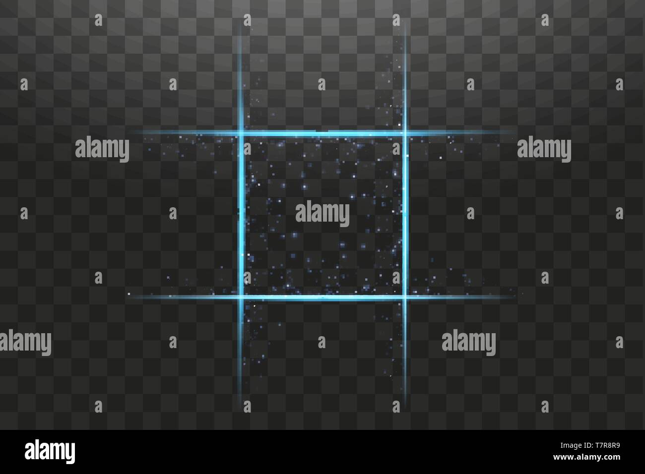 Blue square frame with lights effects. Shining luxury banner vector ...