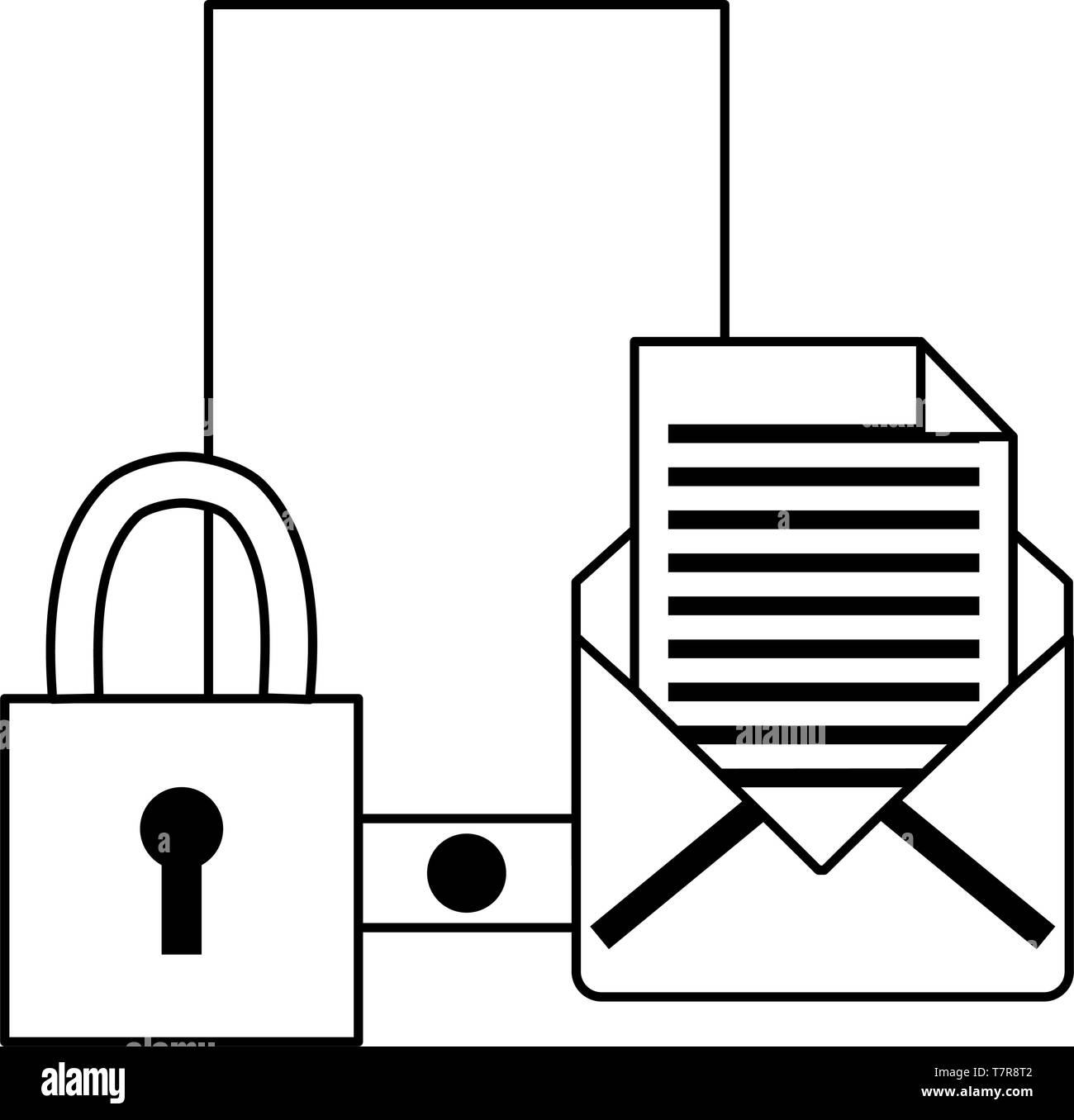 smartphone email padlock security cybersecurity data protection vector ...