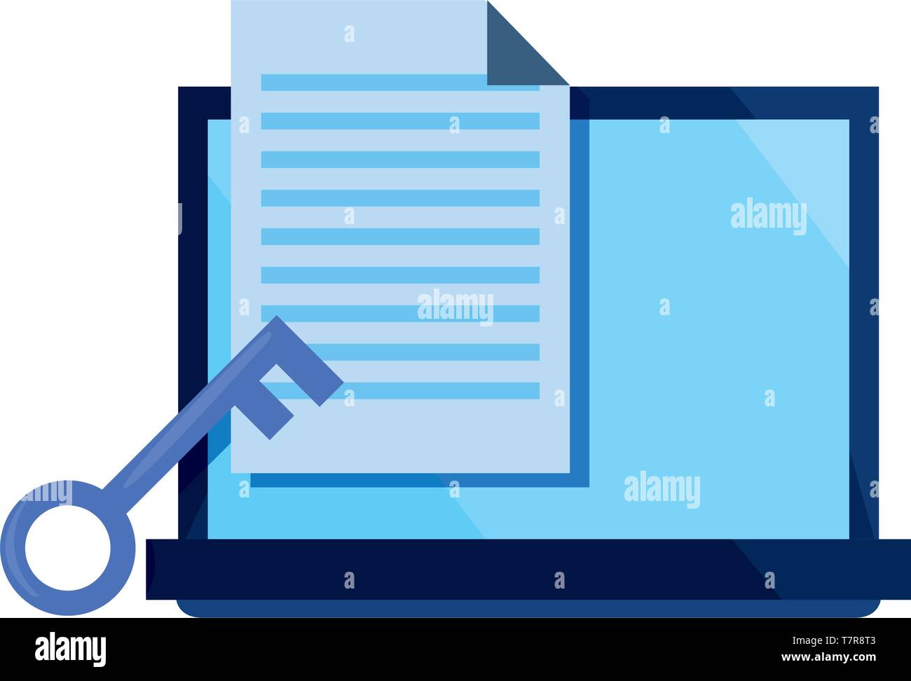 computer key document cybersecurity data protection vector illustration ...