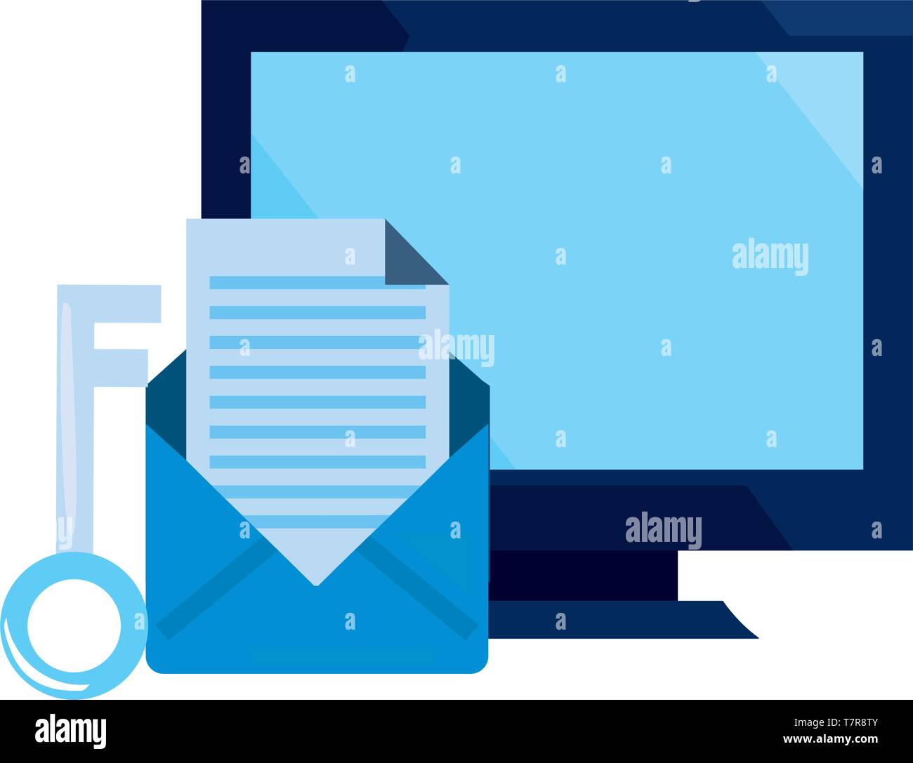 computer email key cybersecurity data protection vector illustration ...