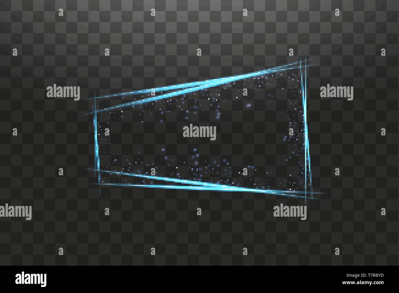 Blue frame with lights effects. Shining luxury banner vector ...