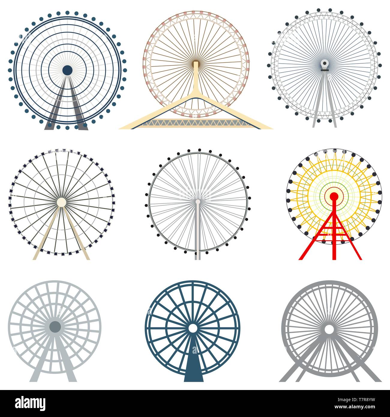 vector set of isolated ferris wheels Stock Vector Image & Art - Alamy