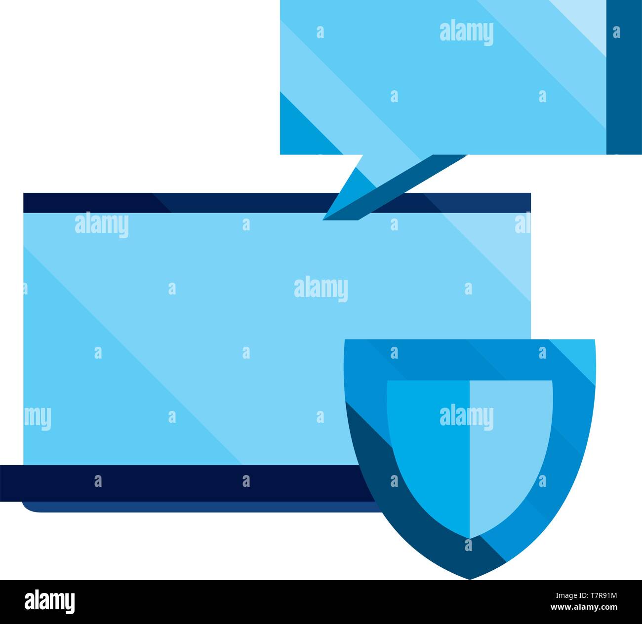Laptop Shield Protection Message Cybersecurity Data Vector Illustration