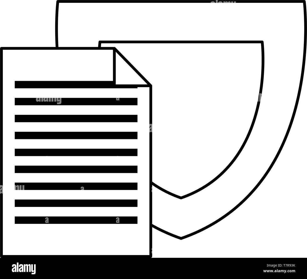 shield document cybersecurity data protection vector illustration ...