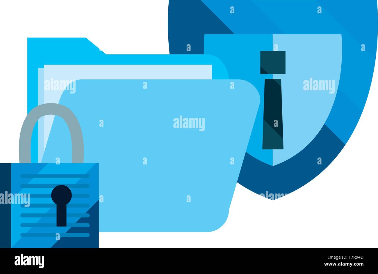 Folder Shield Protection Padlock Cybersecurity Data Vector Illustration Stock Vector Image And Art