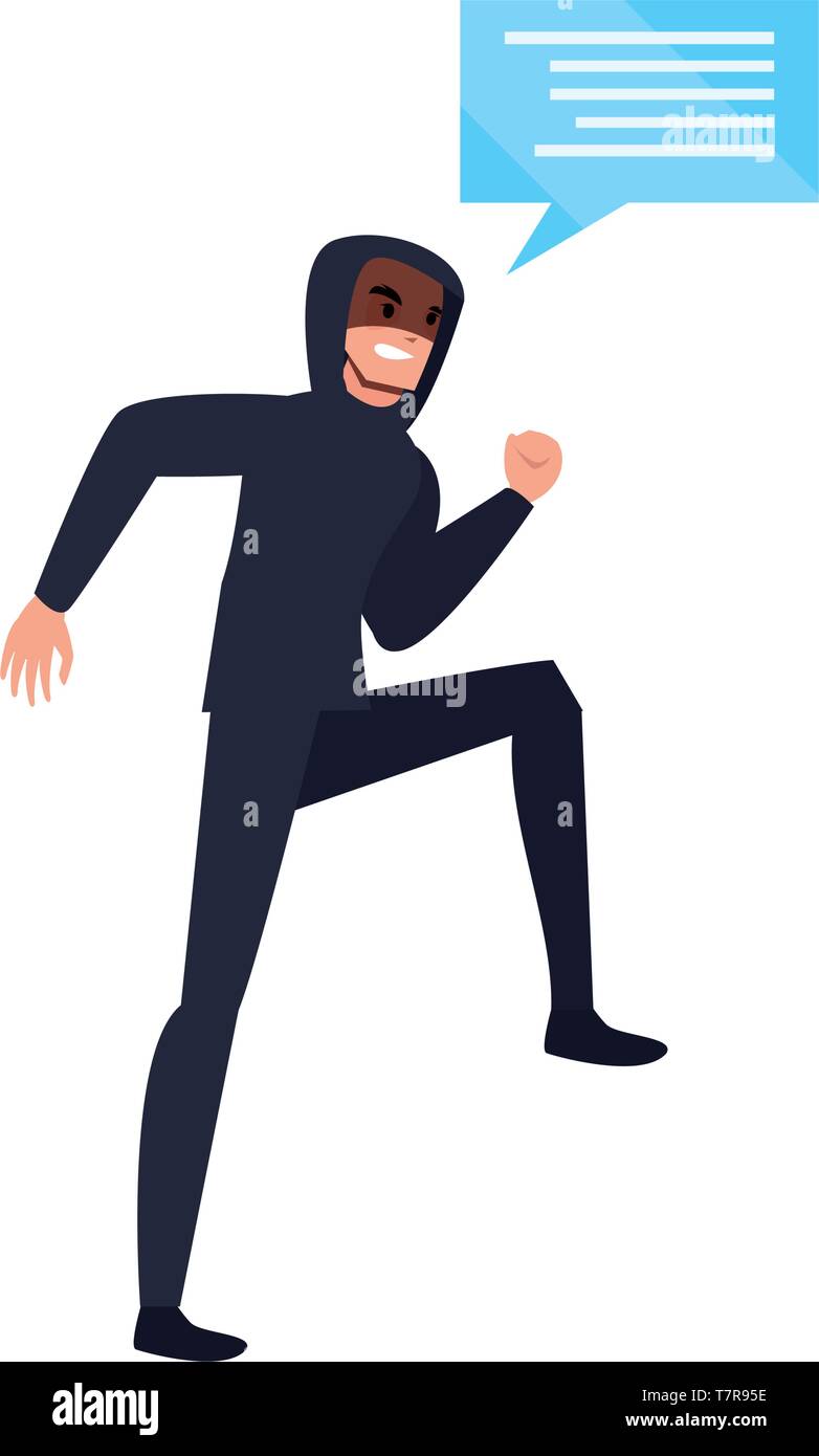 hacker man character speech bubble on white background Stock Vector ...