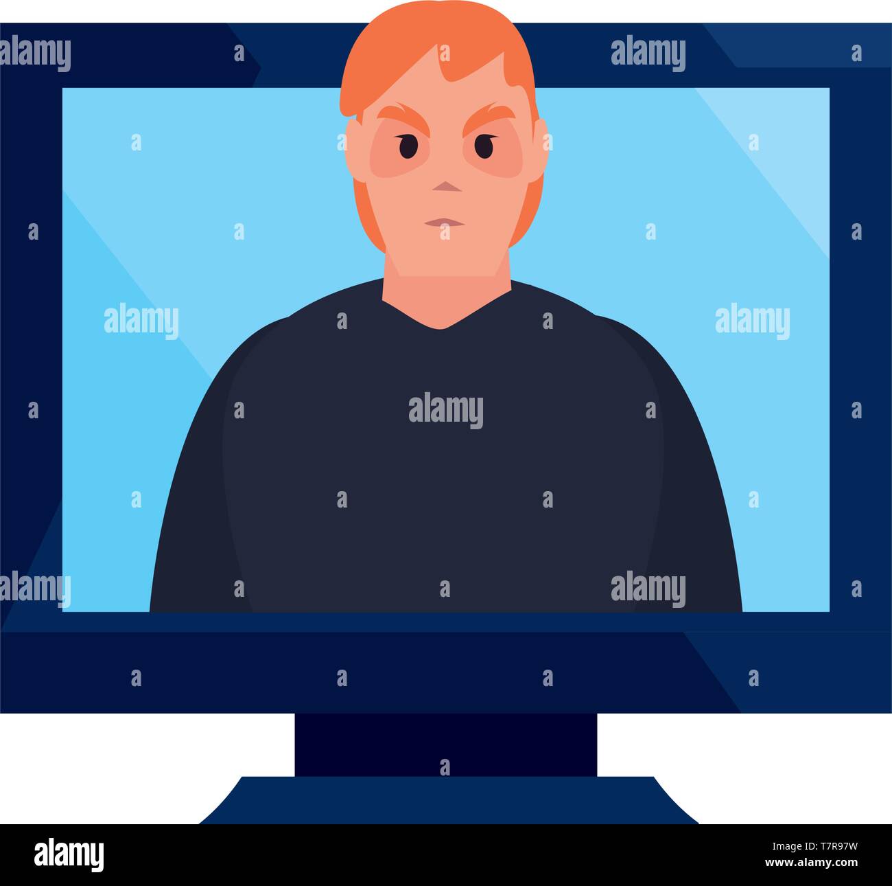 Hacker Man Computer Cybersecurity Data Protection Vector Illustration Stock Vector Image And Art