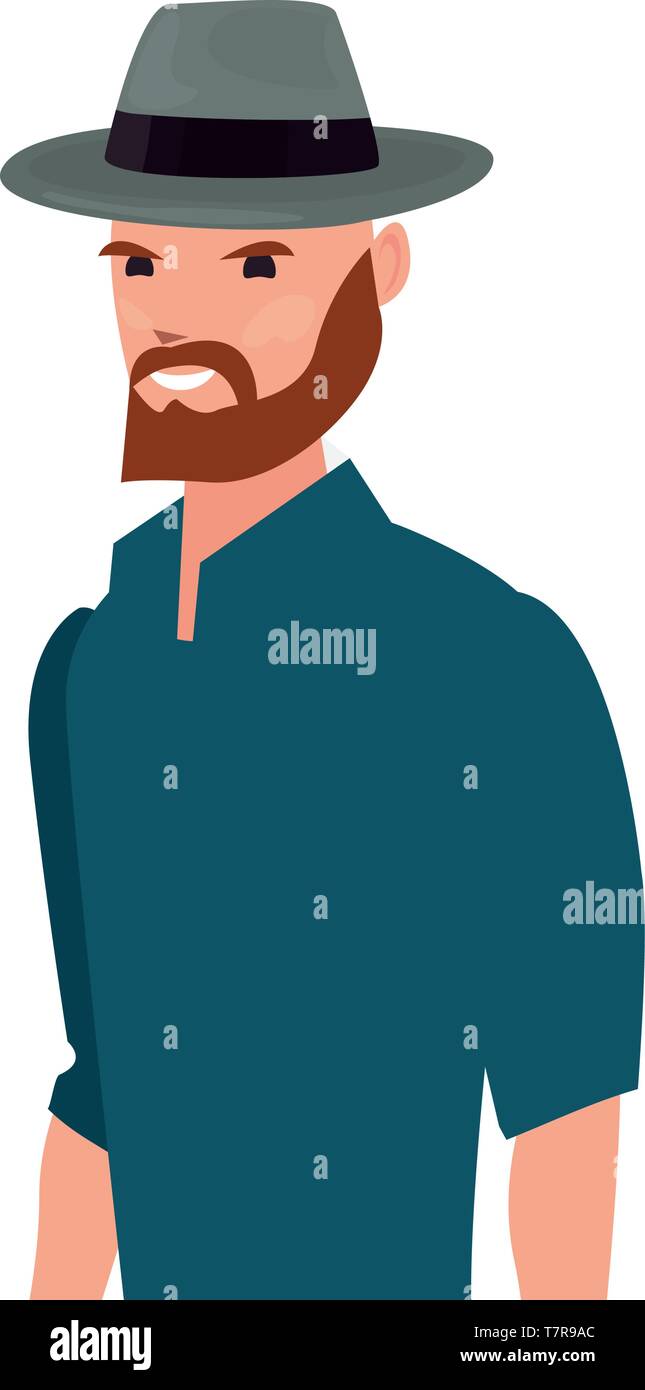 man wearing hat happy fathers day vector illustration Stock Vector ...