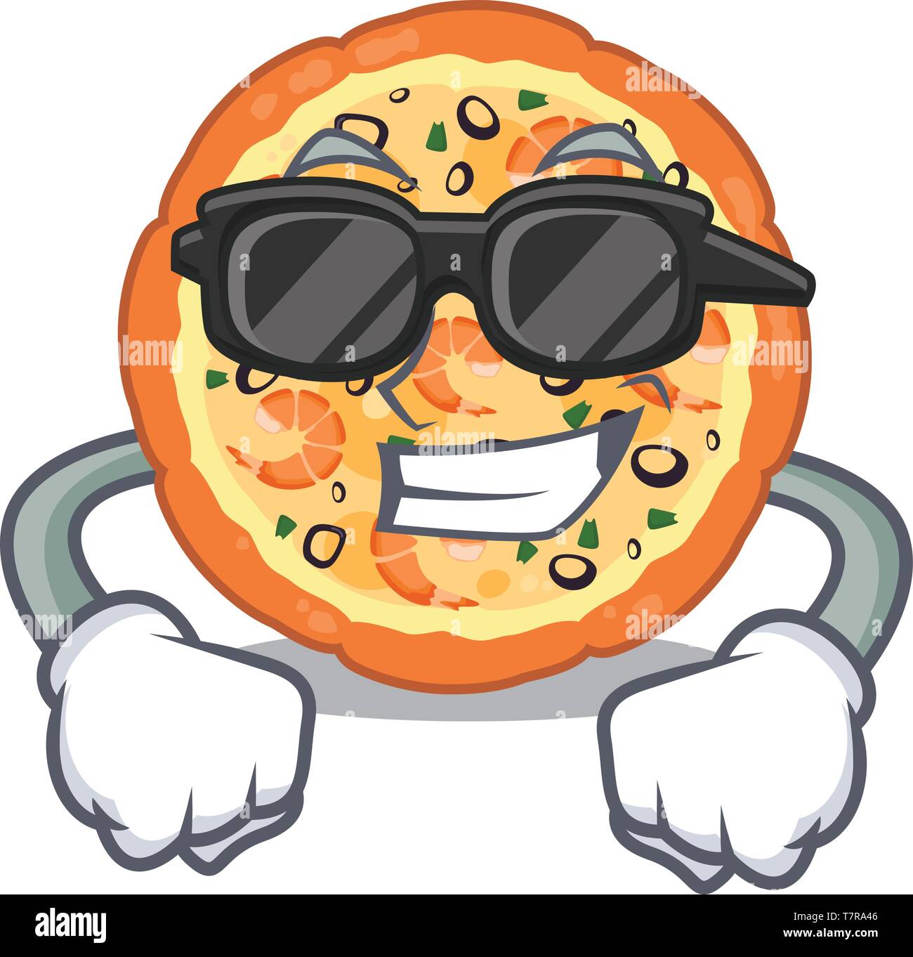 Super cool seafood pizza isolated with in cartoon Stock Vector Image ...