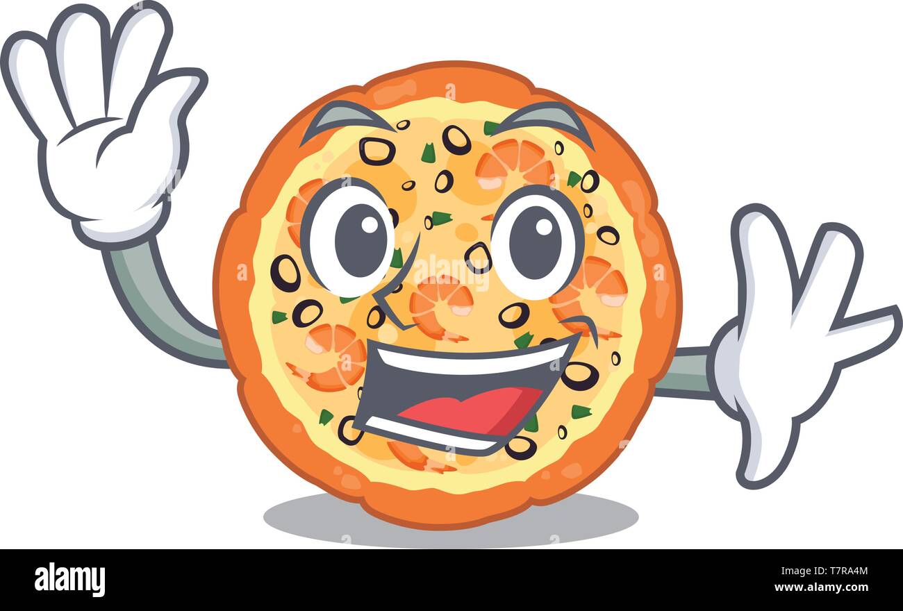 Waving seafood pizza isolated with in cartoon Stock Vector Image & Art ...