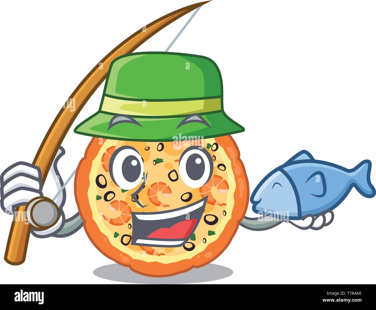 Fishing seafood pizza in the mascot shape Stock Vector Image & Art - Alamy