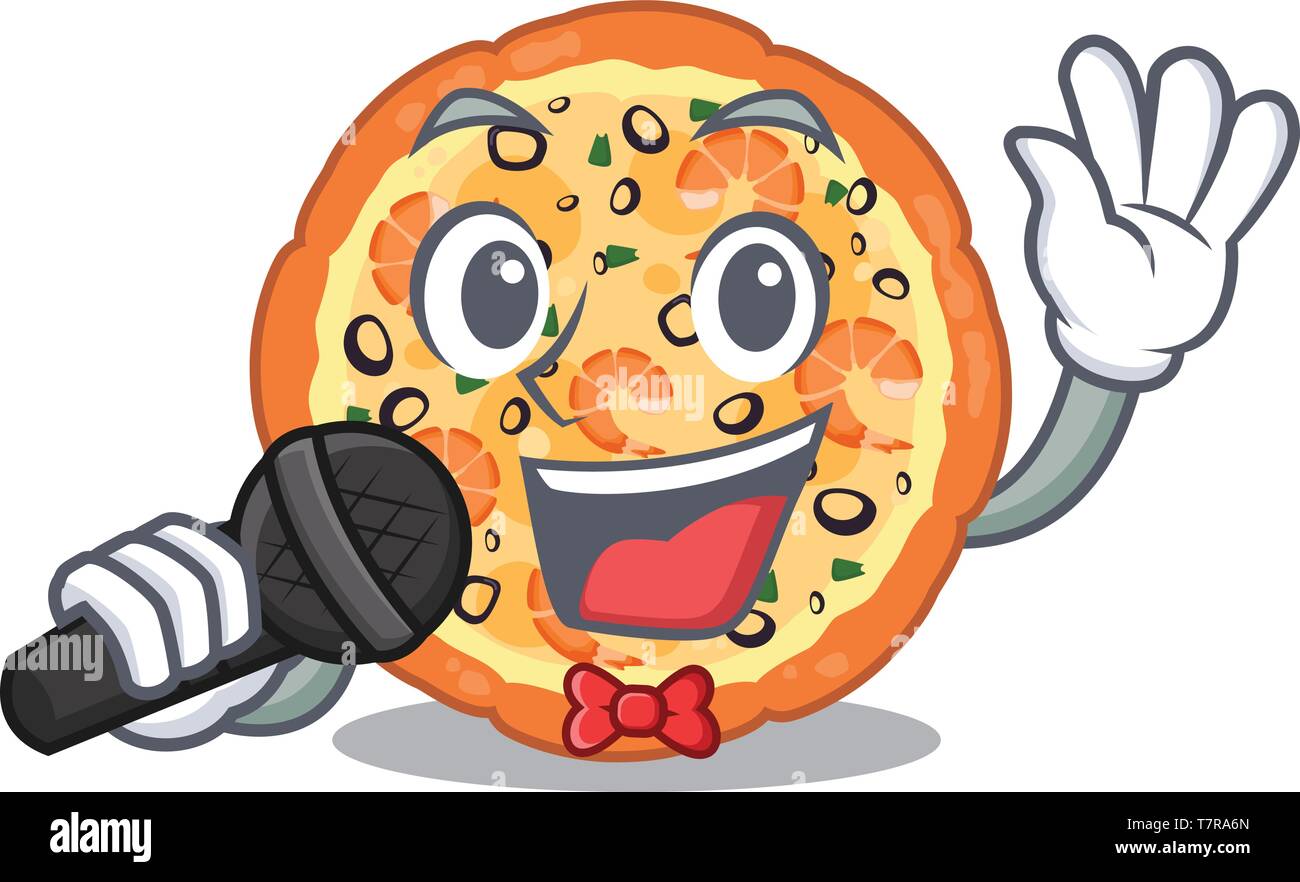 Singing seafood pizza in the mascot shape Stock Vector Image & Art - Alamy