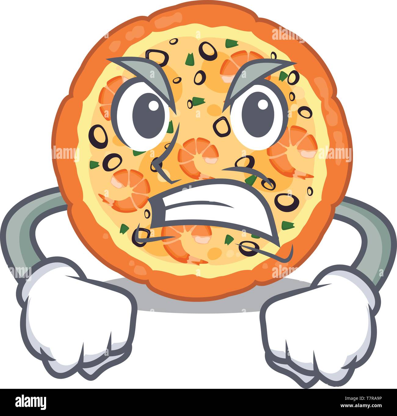 Angry seafood pizza in the mascot shape Stock Vector Image & Art - Alamy