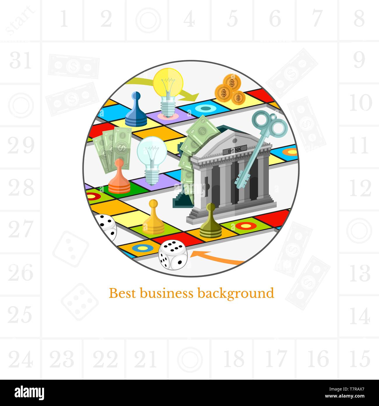 flat business white background and circle frame with color finanial ...
