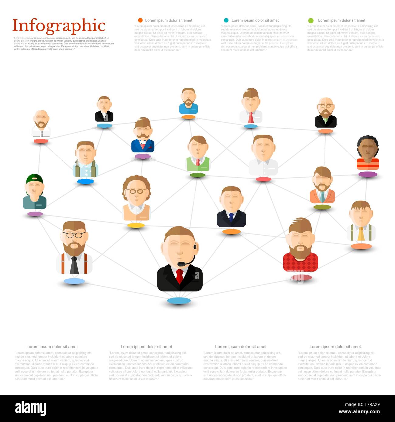 flat concept business or connection infographic.group of people ...