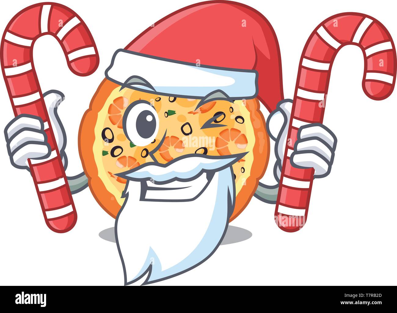Santa with candy seafood pizza above the cartoon board Stock Vector ...