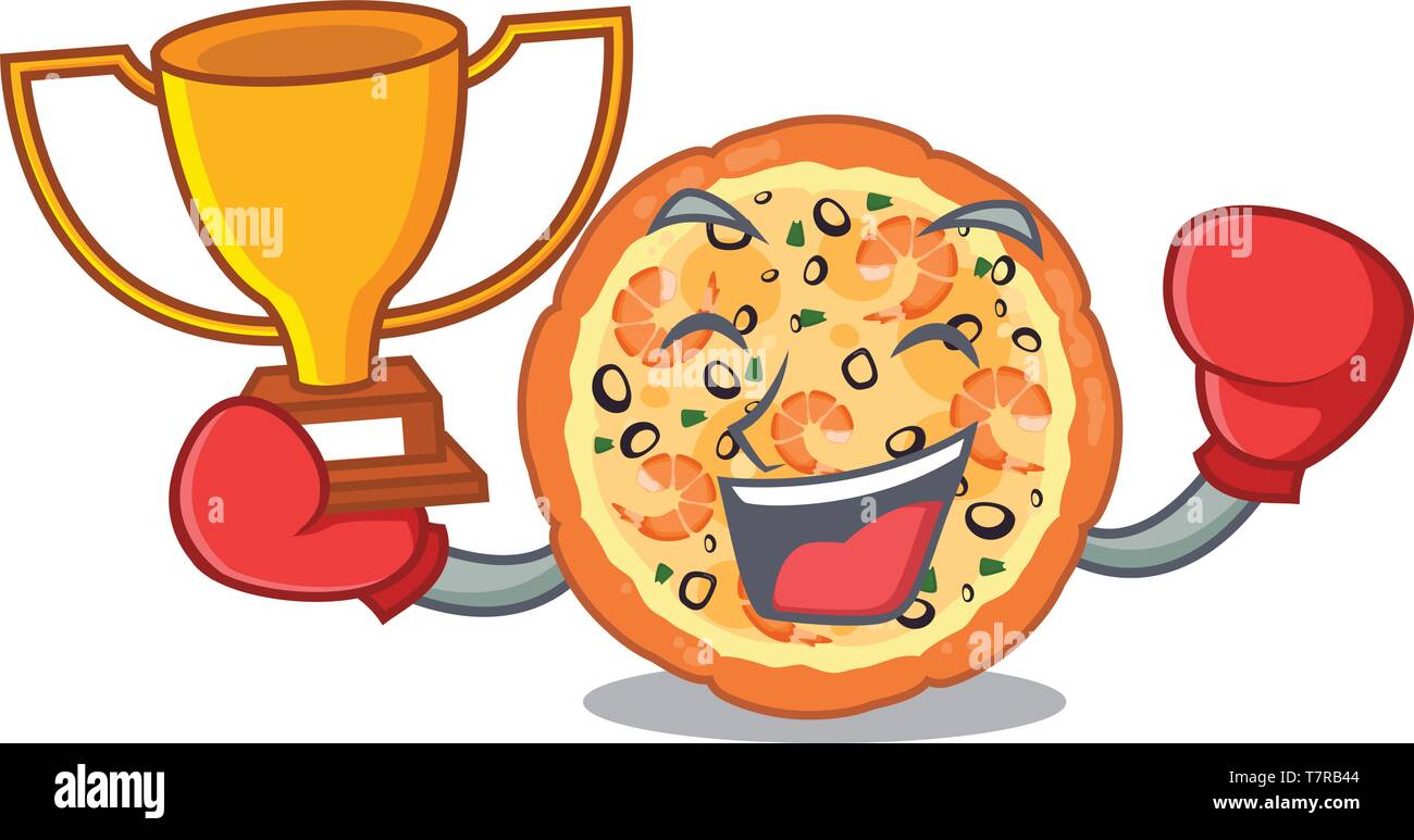 Boxing winner seafood pizza above the cartoon board Stock Vector Image ...