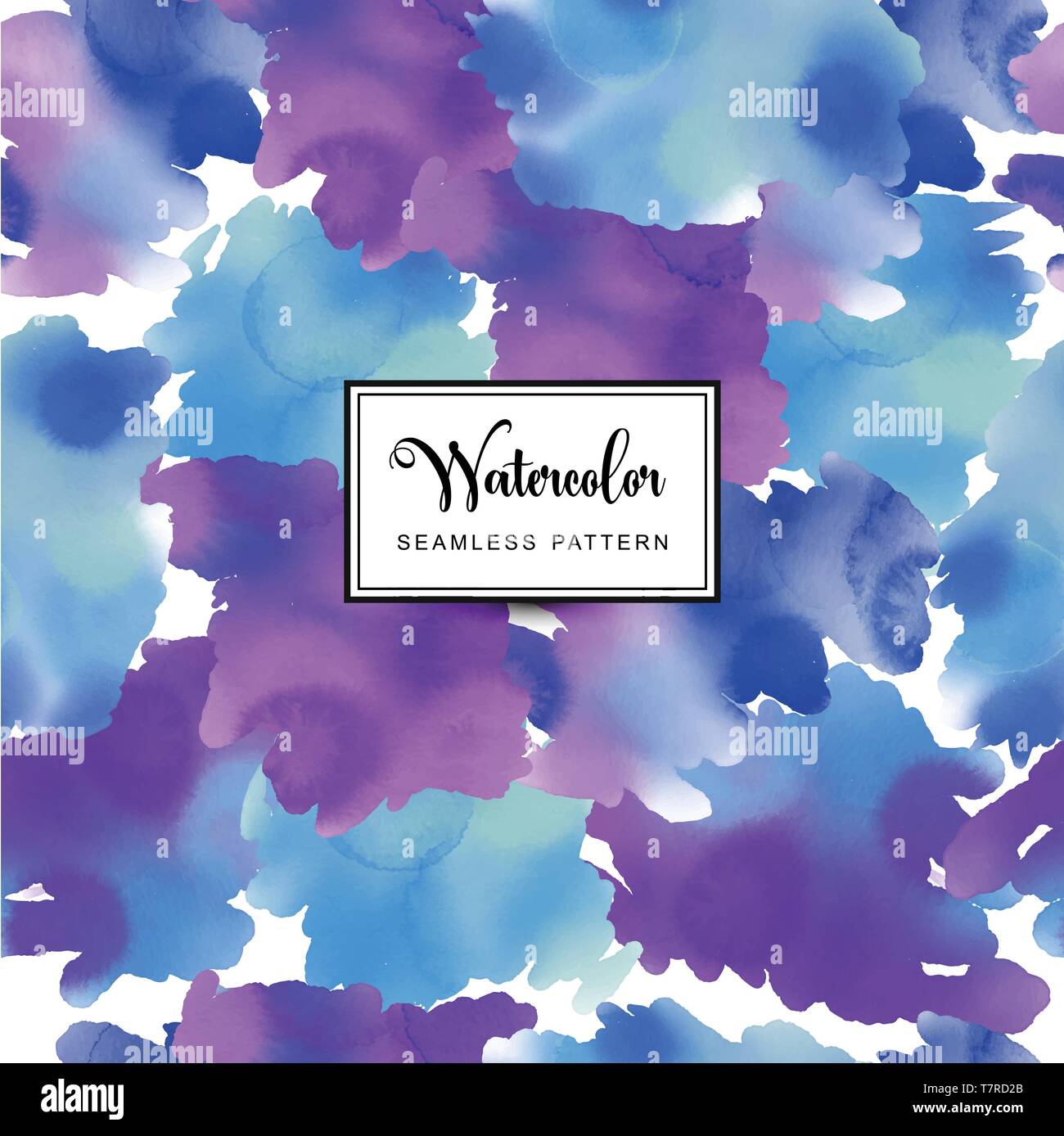 Blue and violet watercolor background, vector seamless pattern tile ...