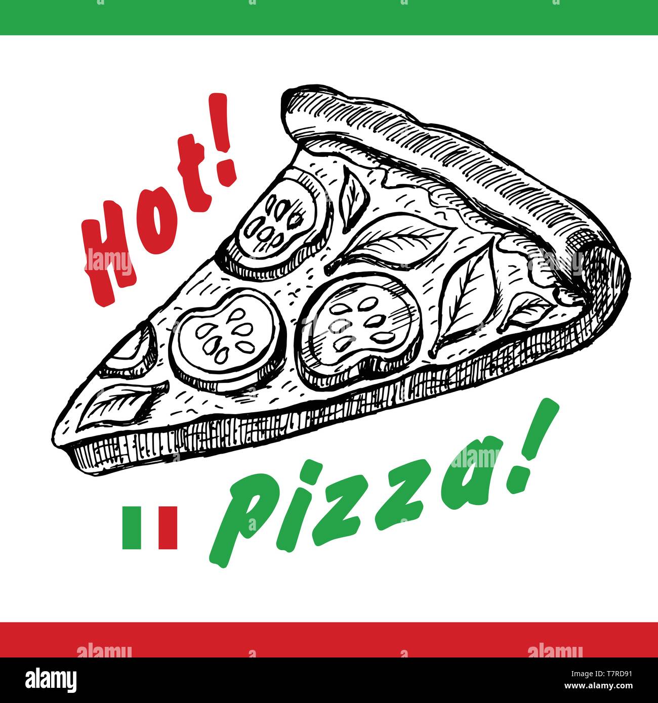 Vector Pizza slice drawing. Hand drawn pizza illustration Stock Vector ...