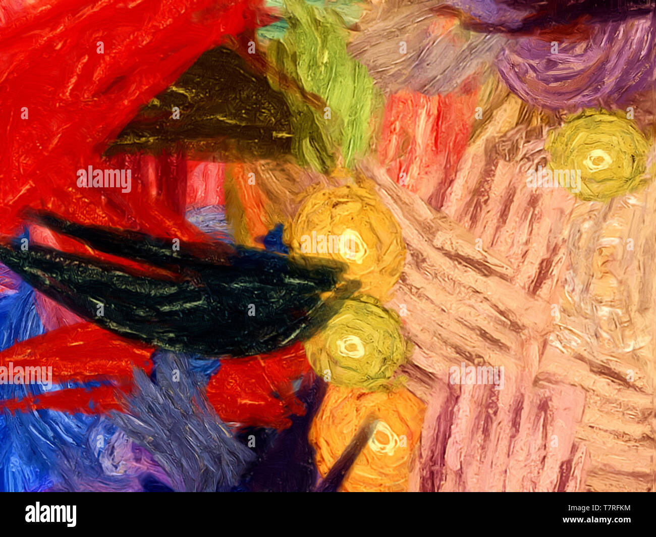 Abstract oil and watercolor mixed fine contemporary art on canvas ...