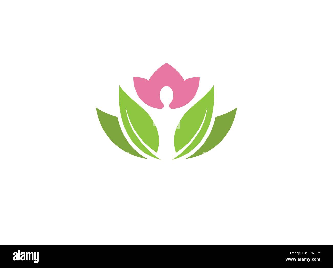 Wellness person hands up and leaves logo design illustration, health ...