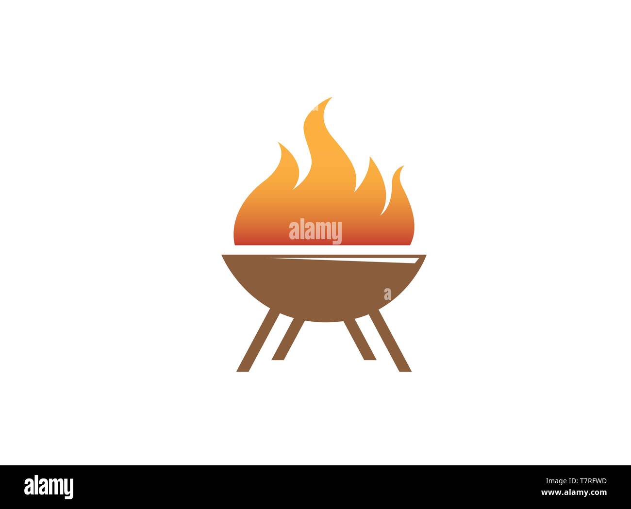 barbecue grills with fire logo design illustration, bbq icon, a symbol ...