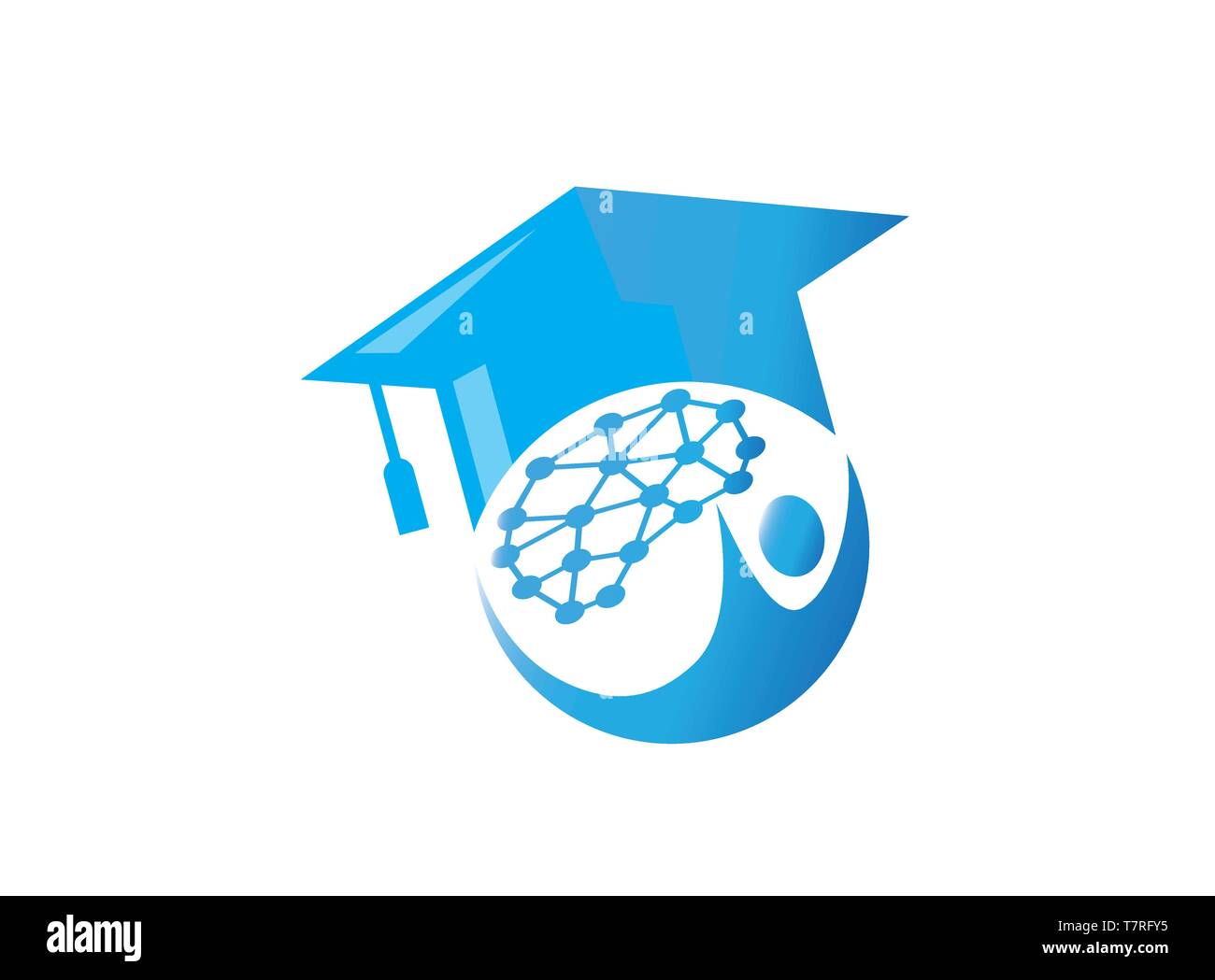 Graduation hat in technology brain success logo Stock Vector Image ...