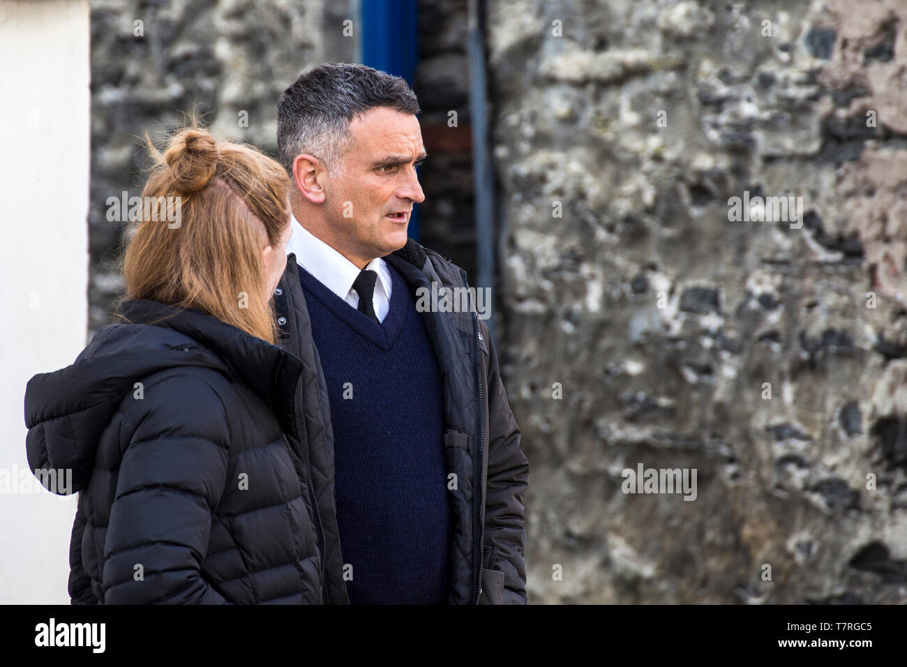 Actor John Marquez in character as PC Joe Penhale during the filming of ...