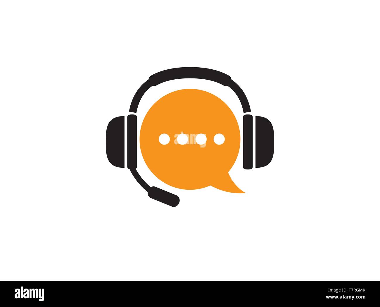 Chat symbol and headphone with microphone for customer services help ...
