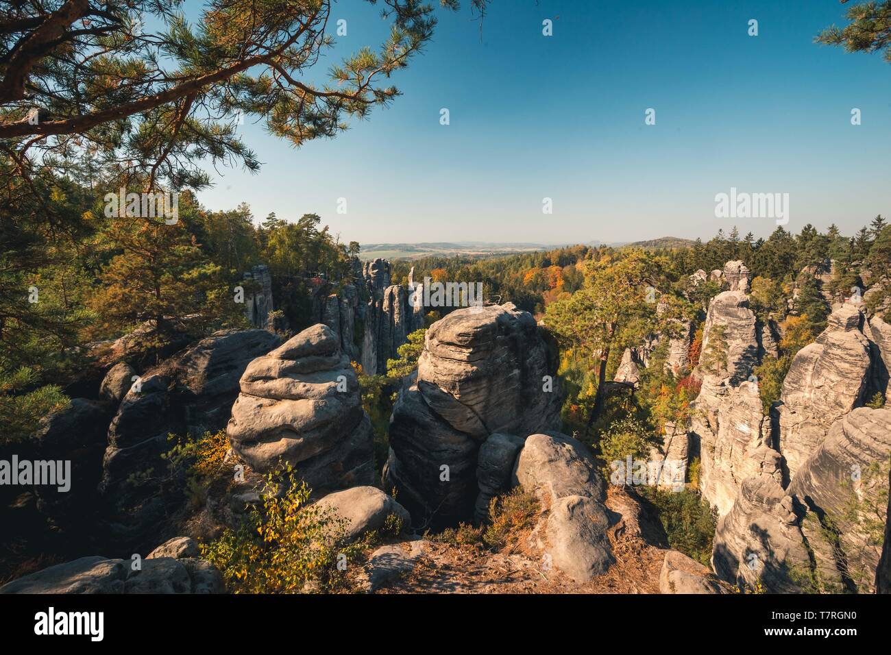 National Park of Cesky Raj. Czech paradise - Prachovske skaly. rock ...