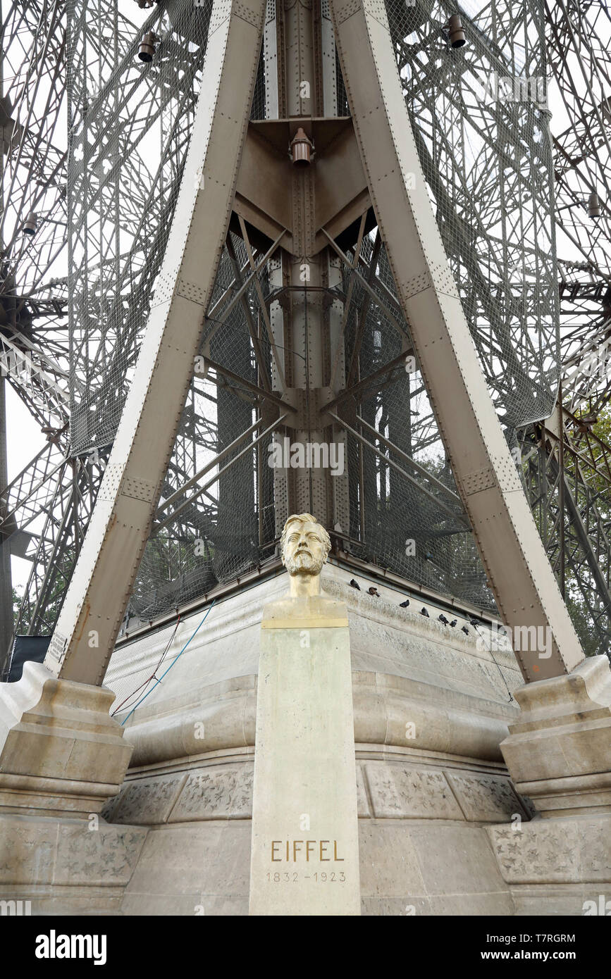 bust of Gustave Eiffel a civil engineer bottom his famous tower in ...