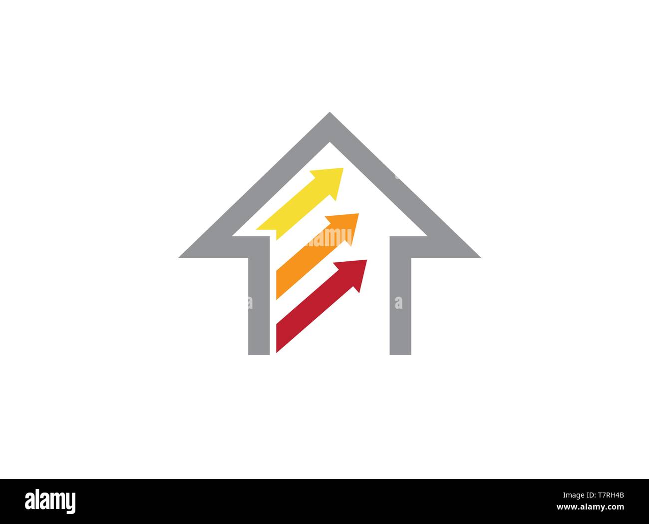 Arrows inside the home and house logo design illustration on white ...