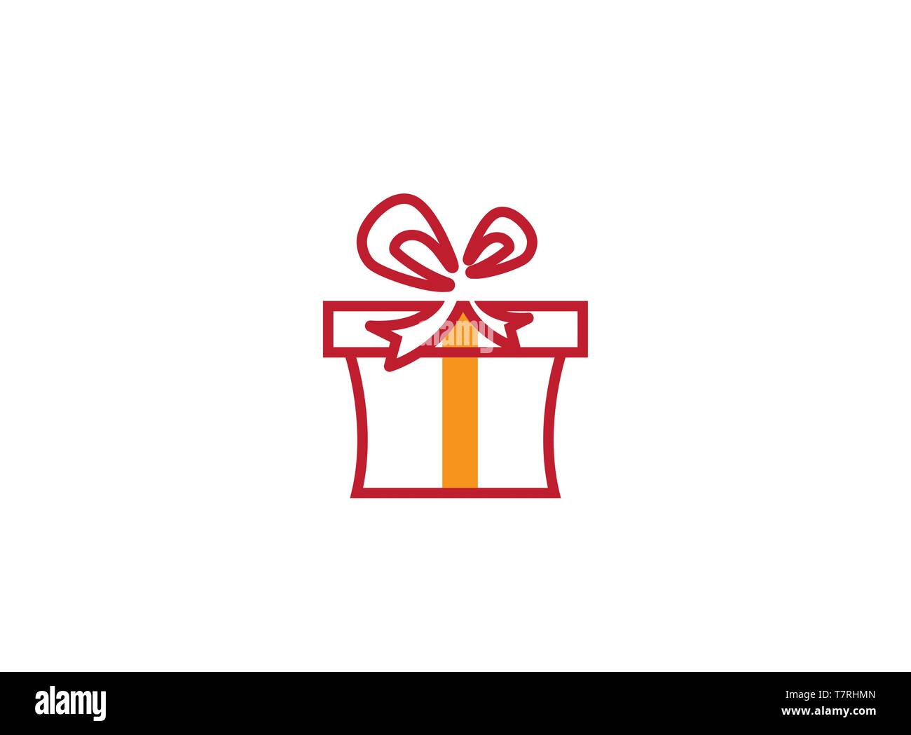 Red gift box and surprise vector logo illustration on white background ...