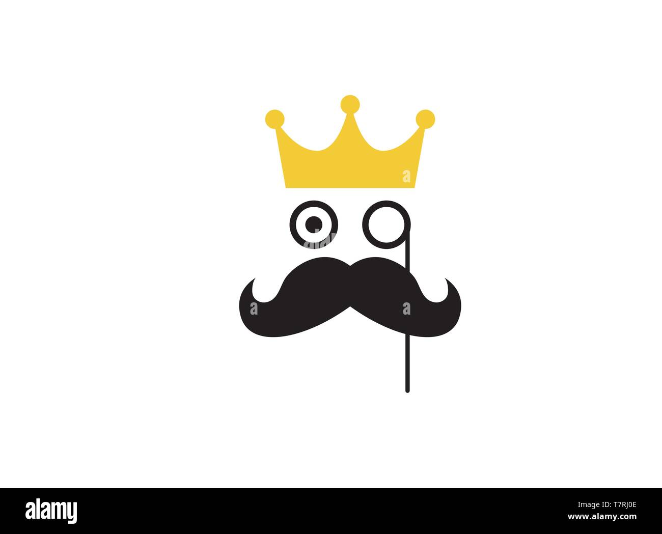 gentleman prince with monocle eye and crown mustache vector logo design ...